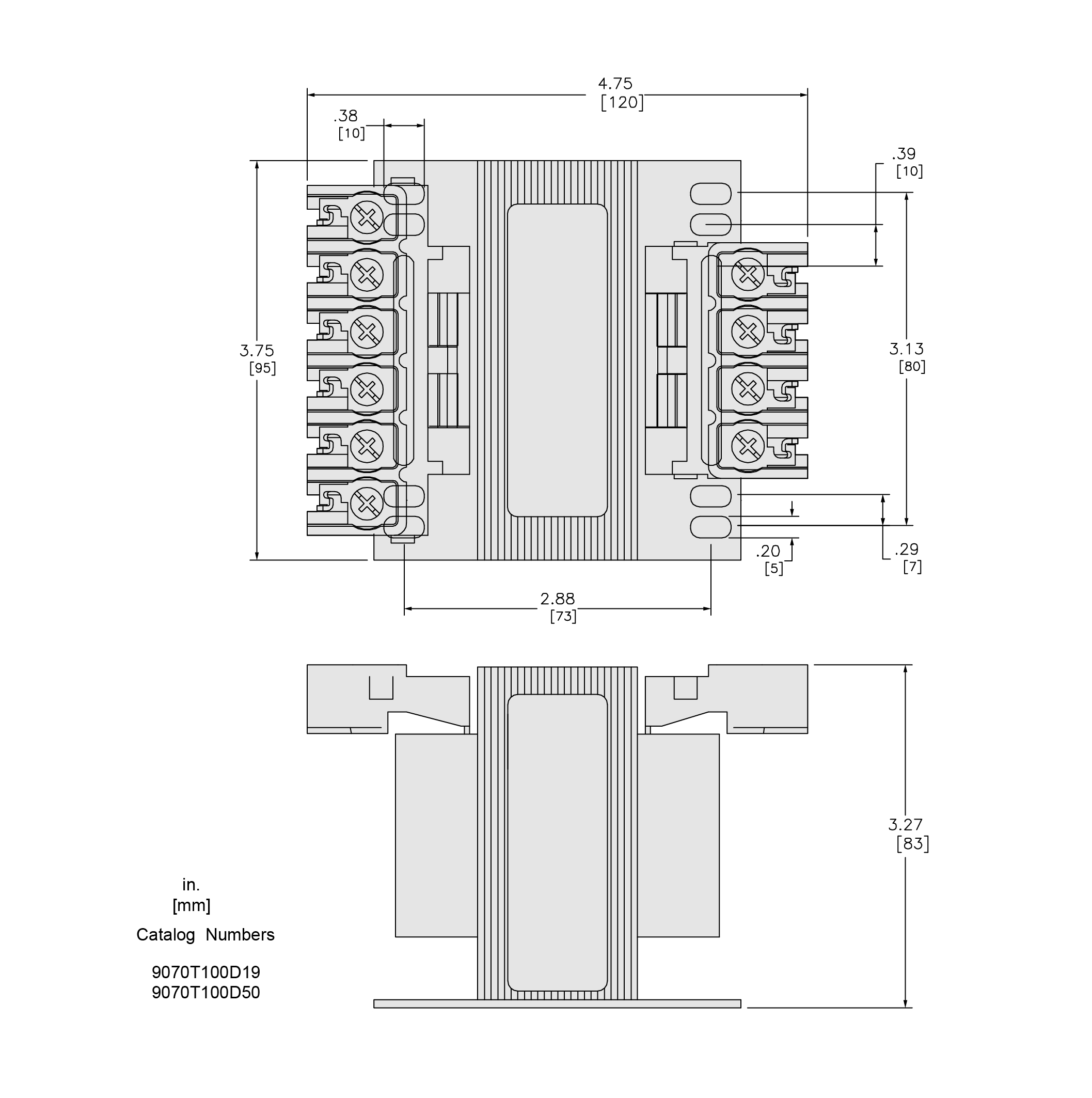 Illustration: Dimensions Drawing for 9070T100D19 and 9070T100D50 ...