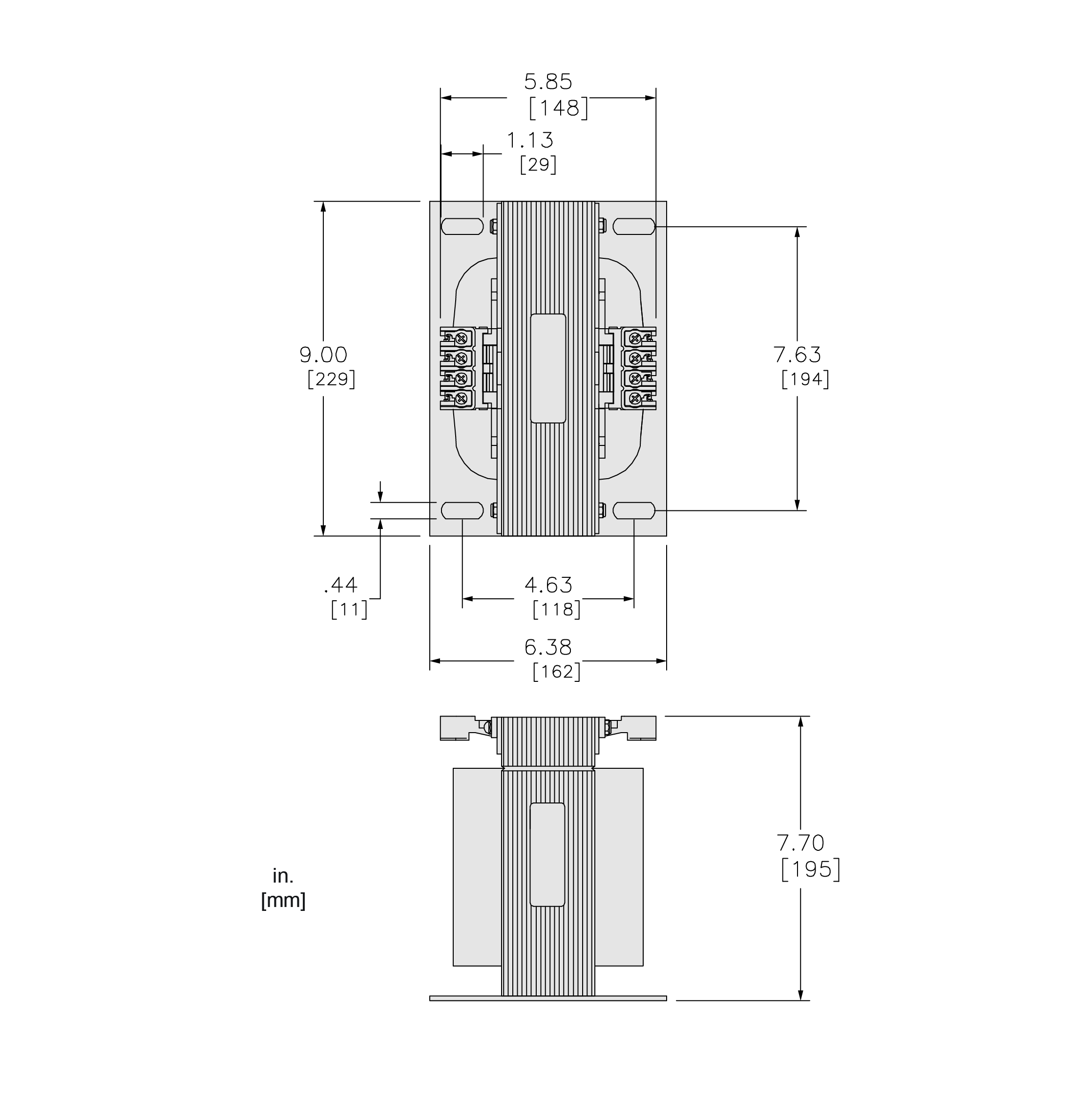 Illustration: Dimensions Drawing 3000VA 9070T Control Transformer ...