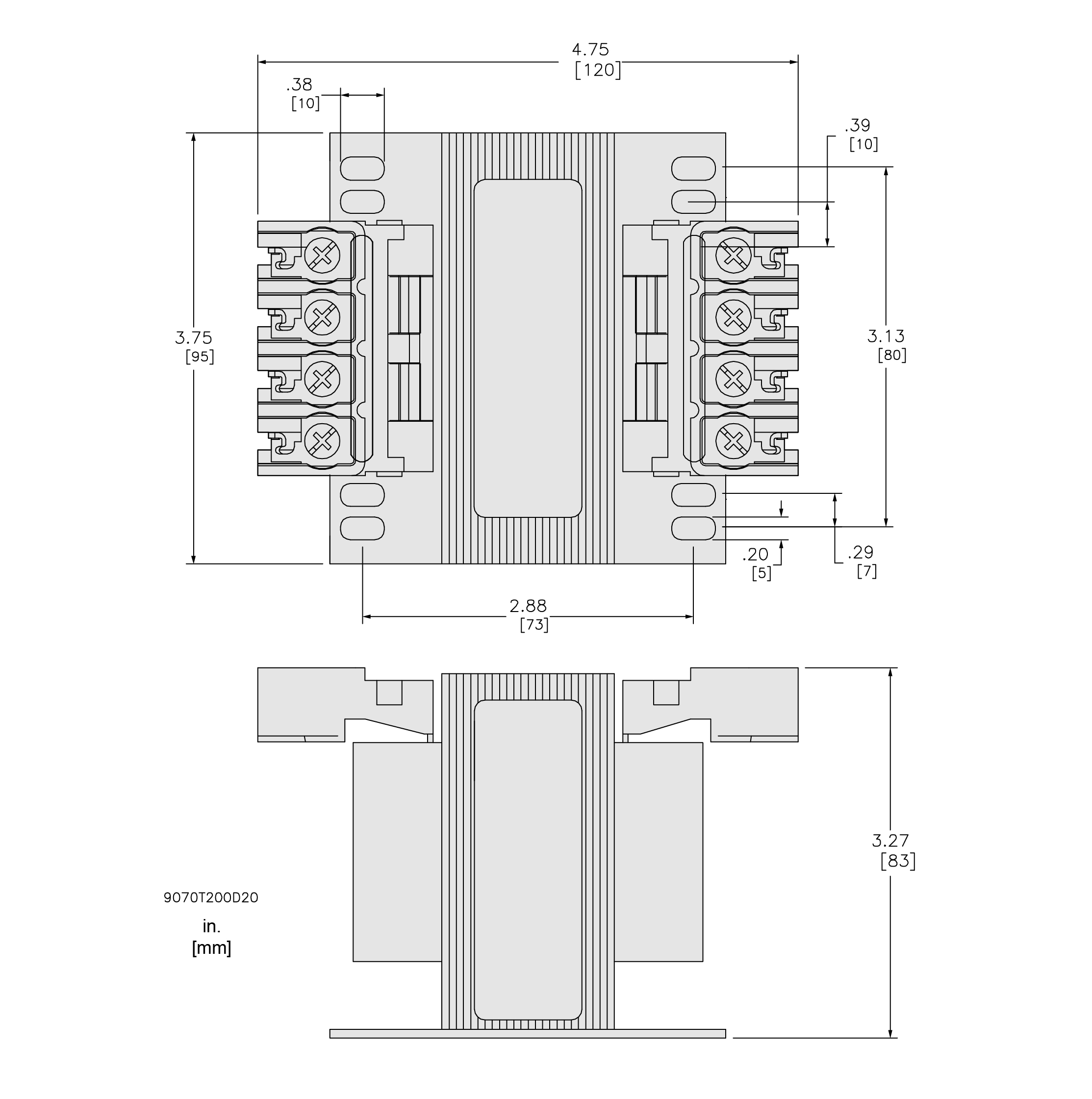 Illustration: Dimensions Drawing for 200VA Control Transformer ...