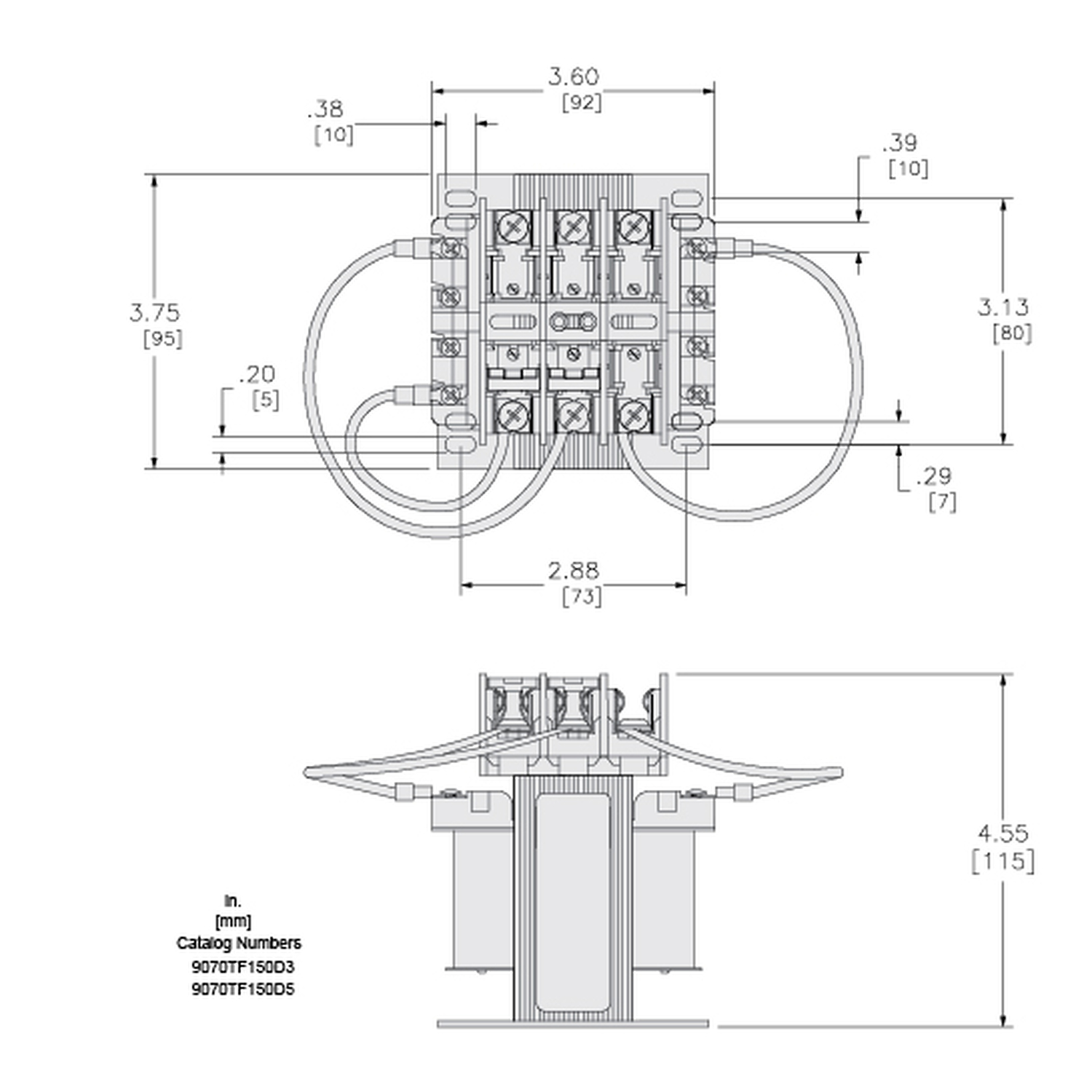 Illustration: Dimensions Drawing for 9070TF150D3 and 9070TF150D5 ...