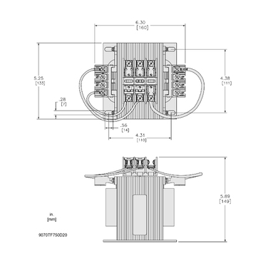 Illustration: Dimensions Drawing for 9070TF750D20 Technical ...