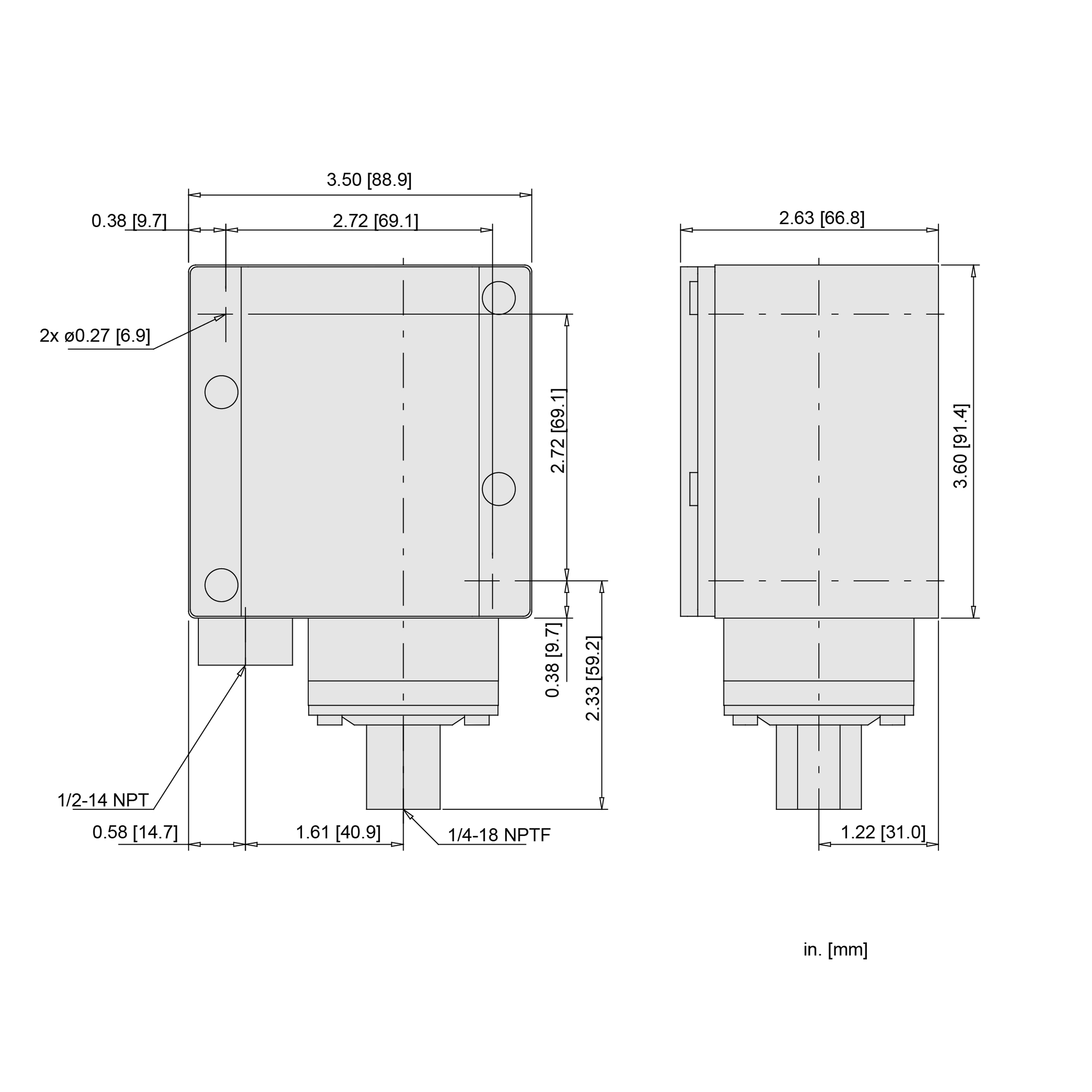 Illustration: Dimensions Drawing for 9012GAW4 Technical illustration ...