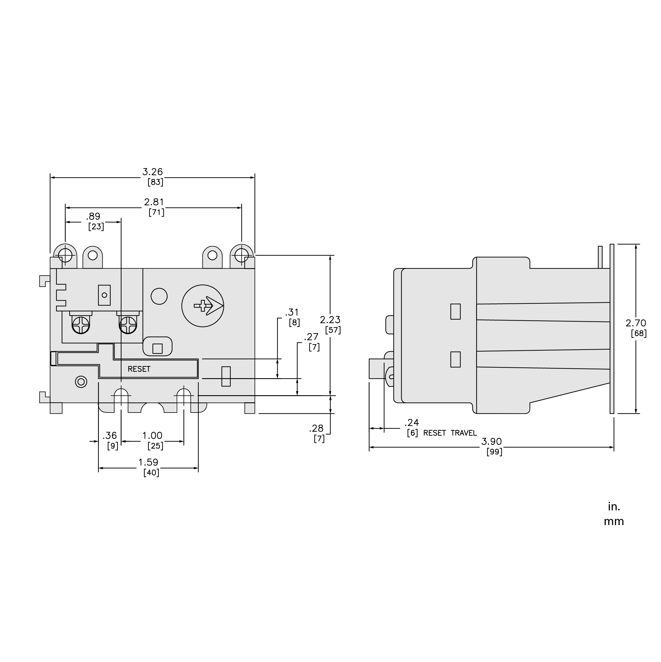 Illustration: Dimensions Drawing for 9065SF/9065SS Type DPA Overload ...