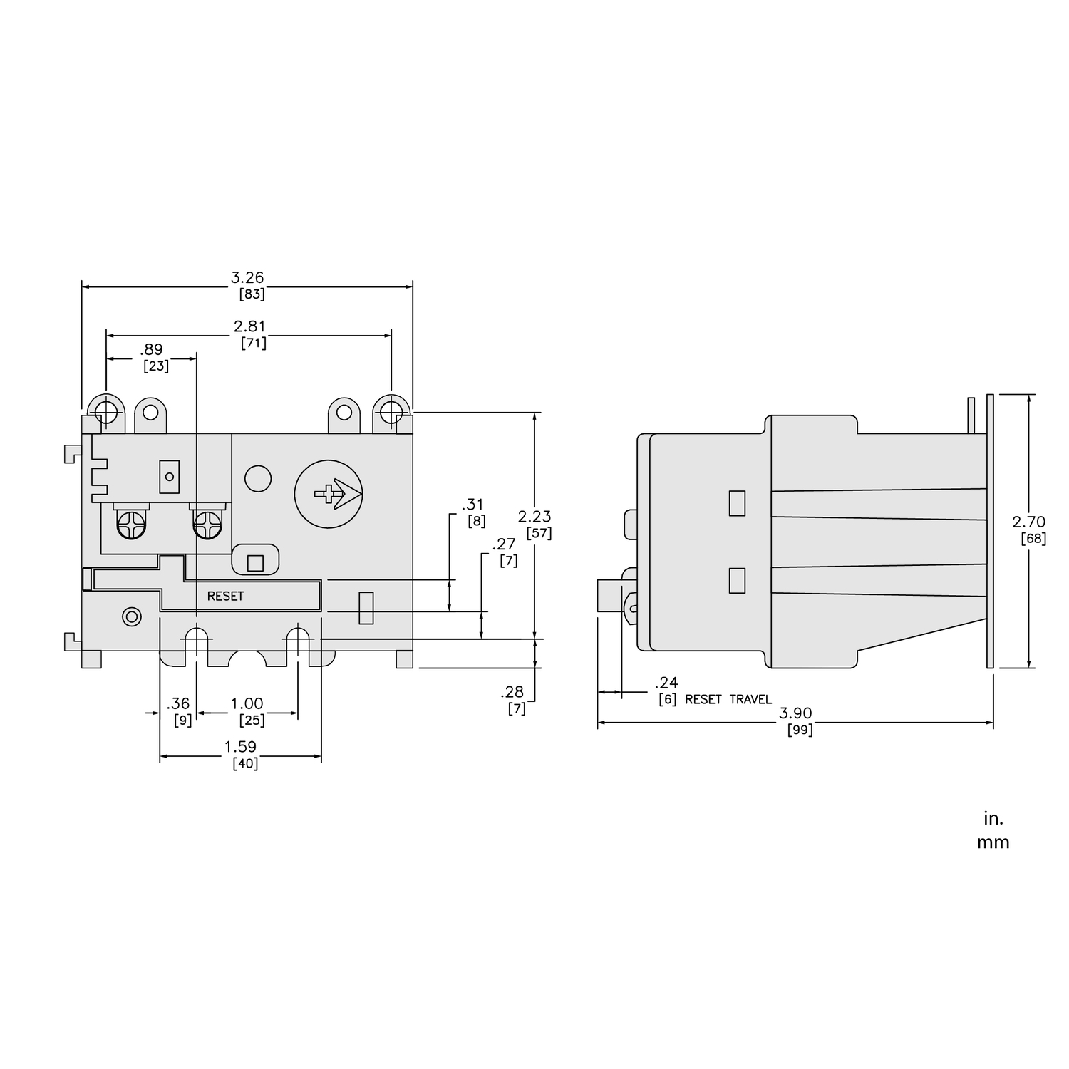 Illustration: Dimensions Drawing for 9065SF/9065SS Type DPA Overload ...