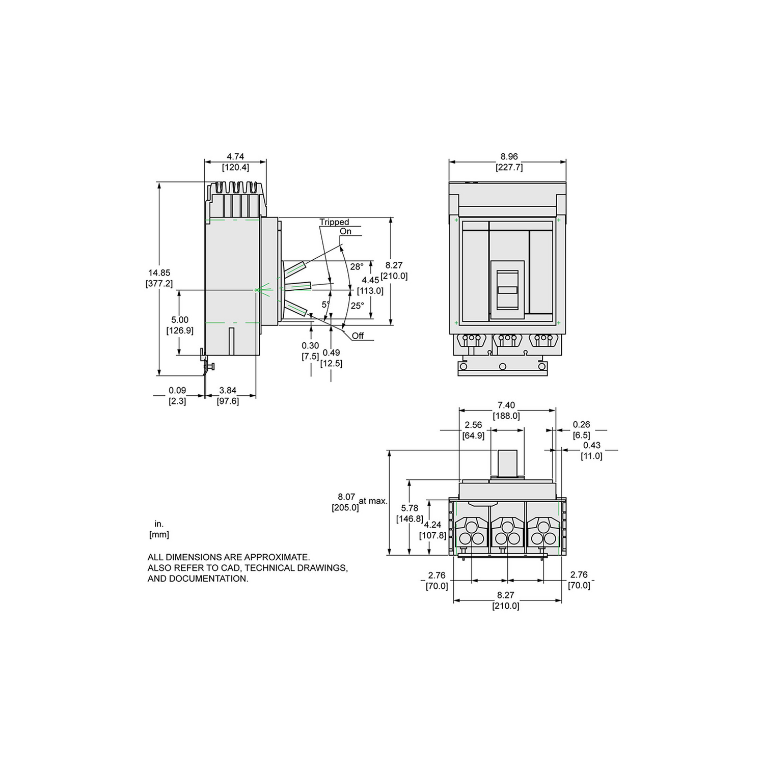 MGA36600, Circuit breaker, PowerPacT M, 600A, 3 pole, 600VAC, 18kA, I ...