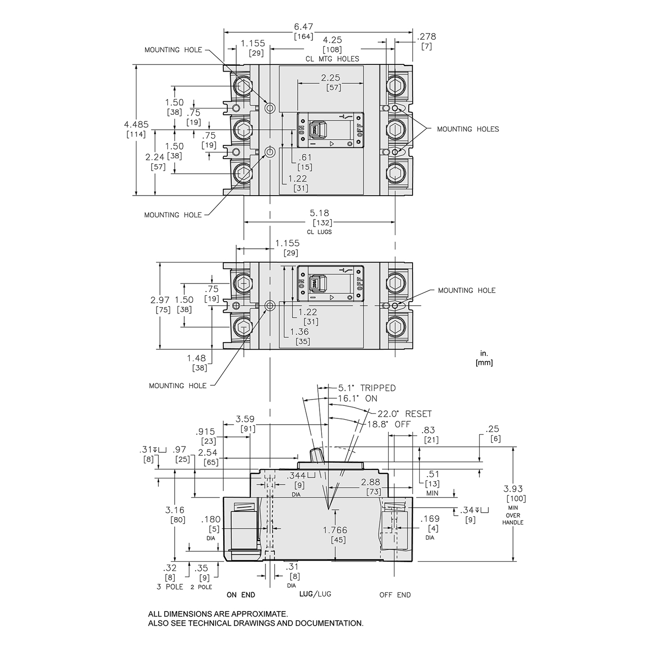 Circuit breaker, PowerPacT Q, 125A, 3 pole, 240VAC, 10kA, lugs, thermal ...