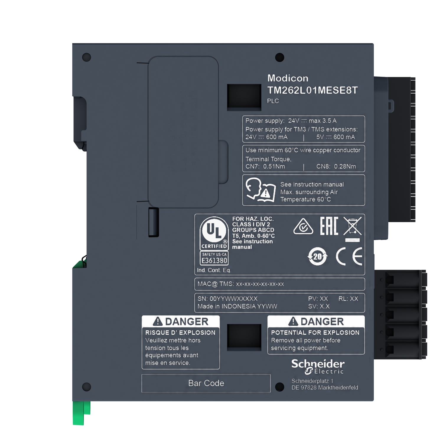 TM262L01MESE8T - logic controller, Modicon M262, 5ns per instruction ...
