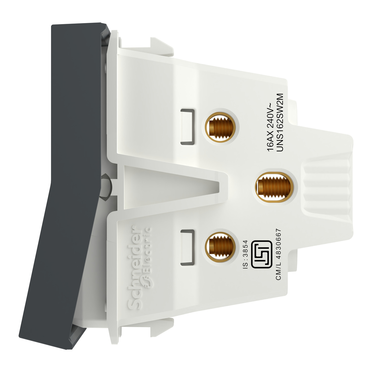 UNS162SW2M_GY - Switch, Unica Pure, 1-pole 2-way, 16AX, 240V, 2 modules ...