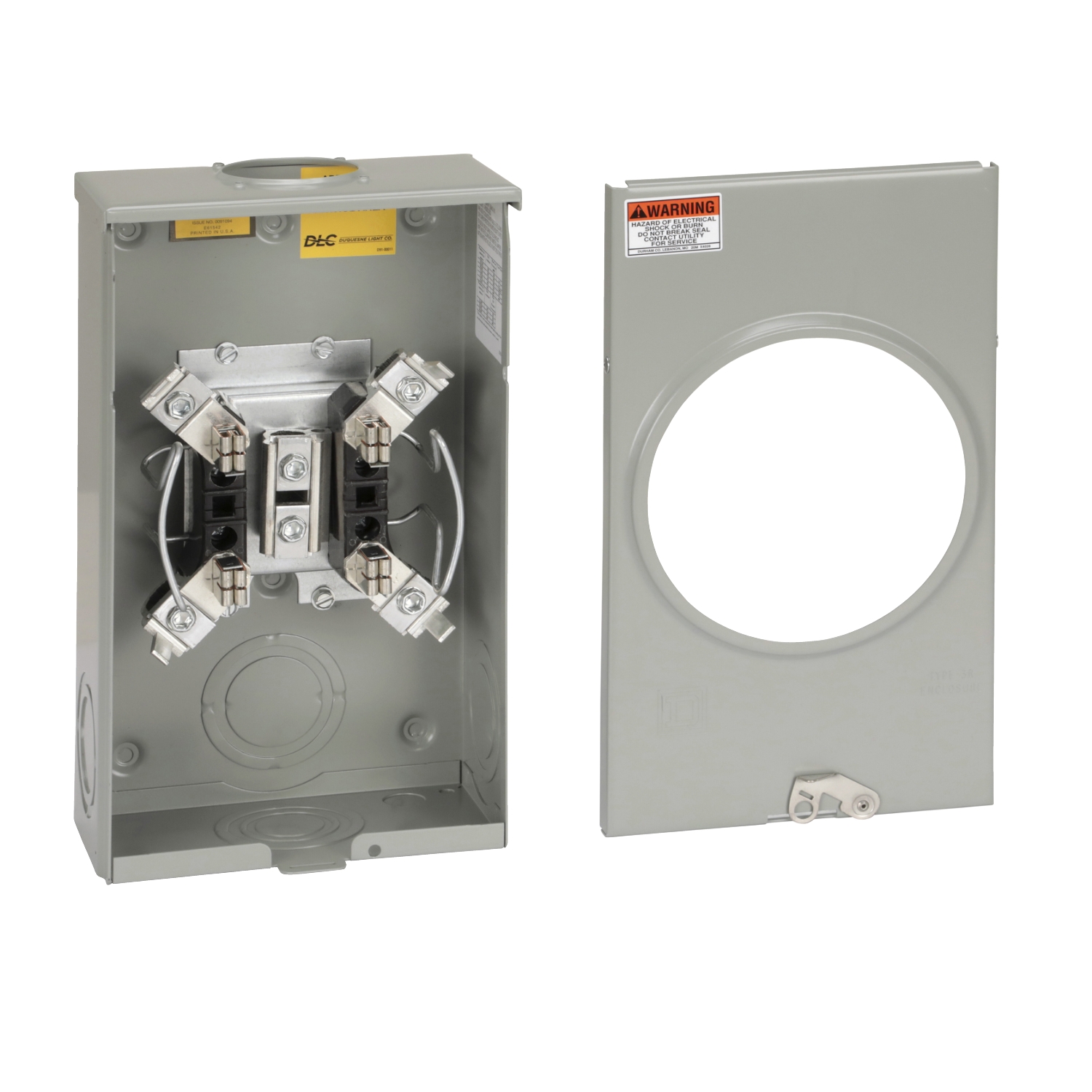 URS202BDQ - Meter socket, 200 A, 600 V, 1 PH, ringed, 4 jaws, no bypass ...