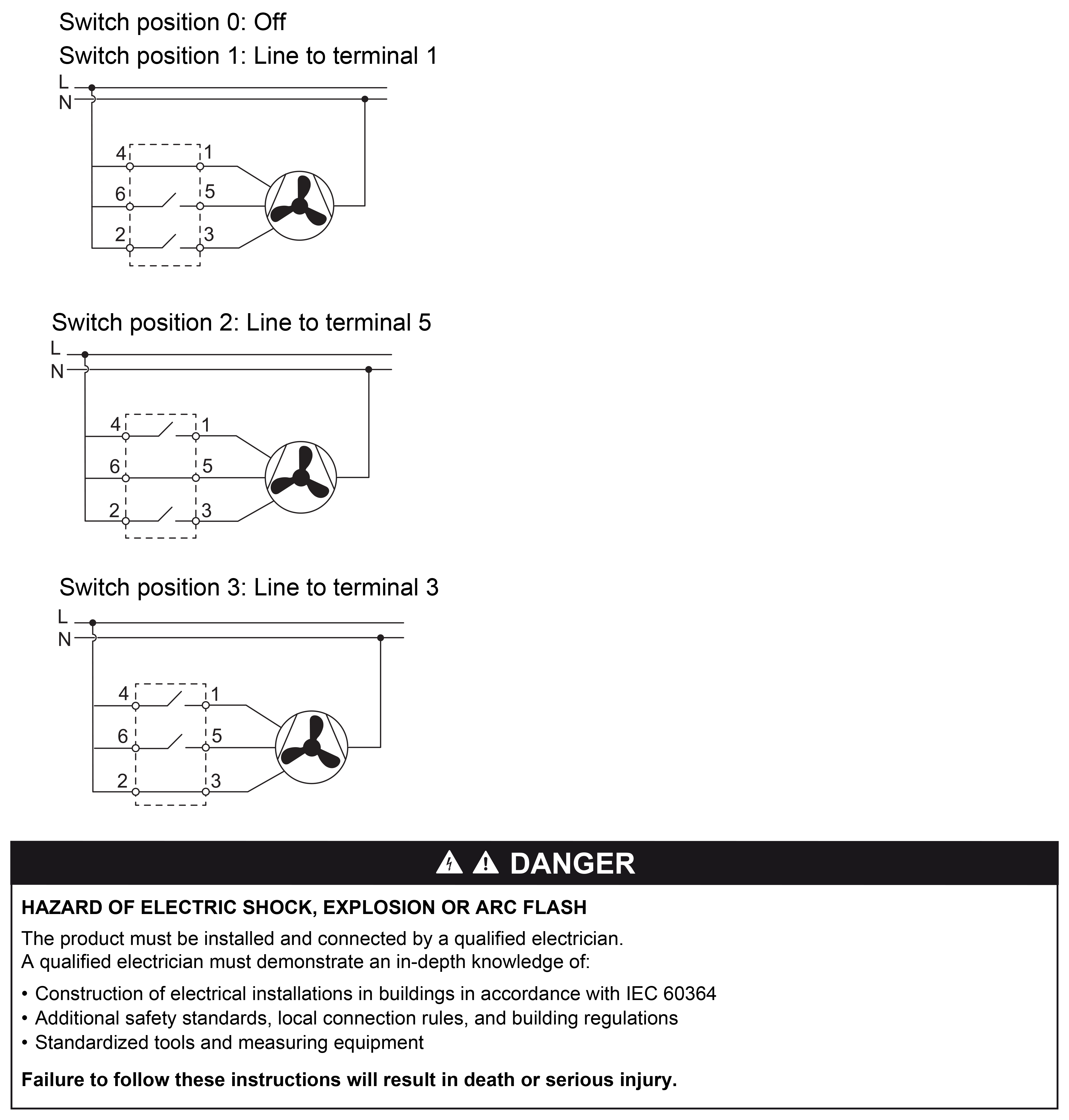 Merten, Three-step rotary switch insert, wiring diagram (en) Technical ...