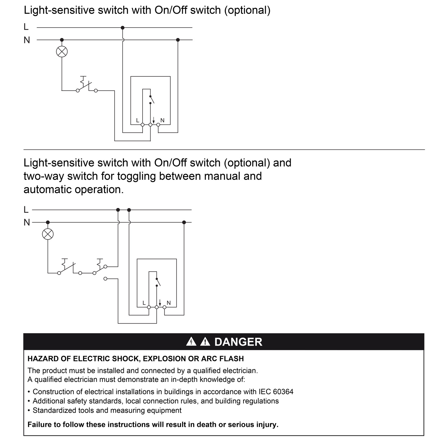 ARGUS light-sensitive switch, wiring diagram (en) Technical ...