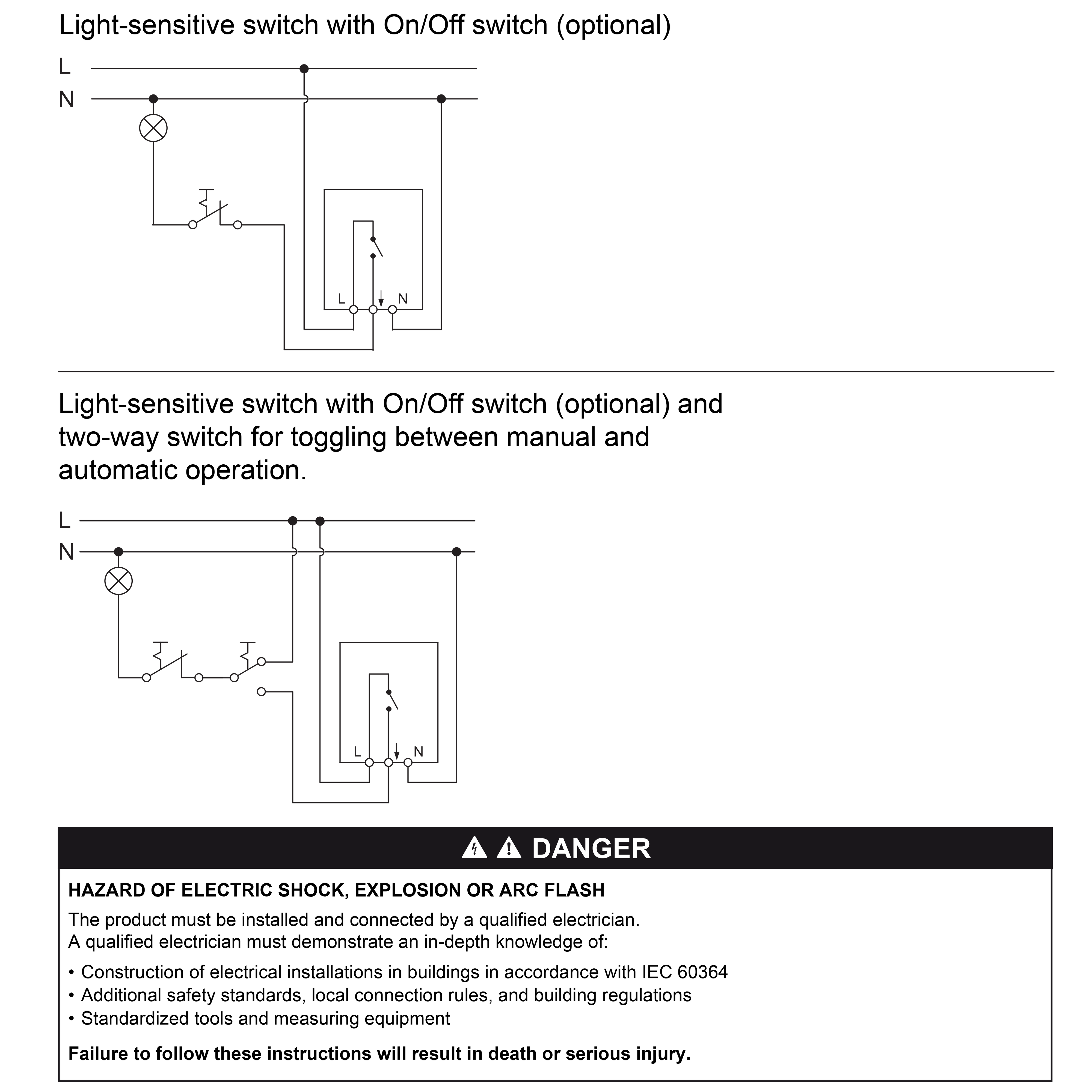 ARGUS light-sensitive switch, wiring diagram (en) Technical ...