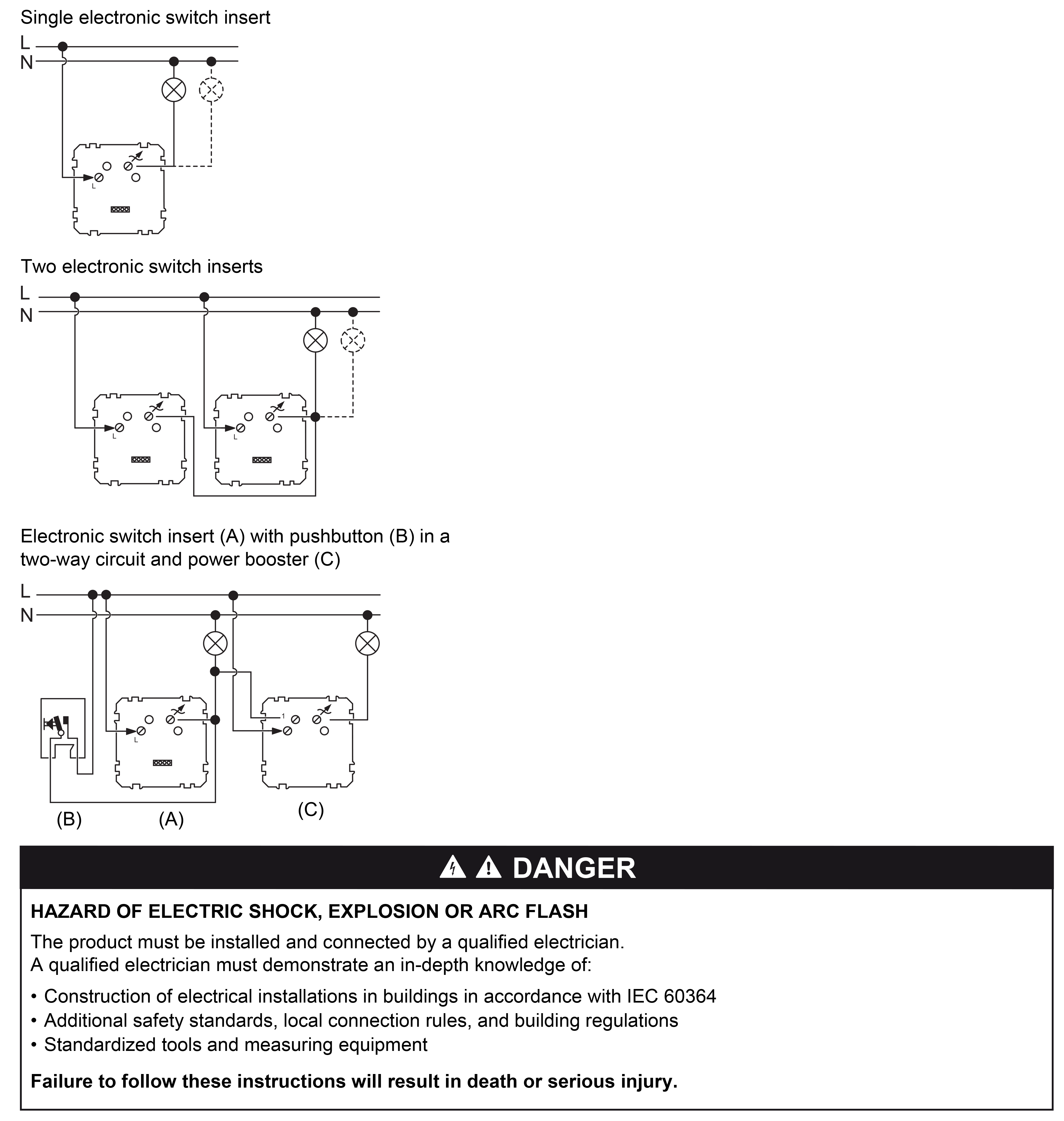 Merten, Electronic switch insert, wiring diagram (en) Technical ...