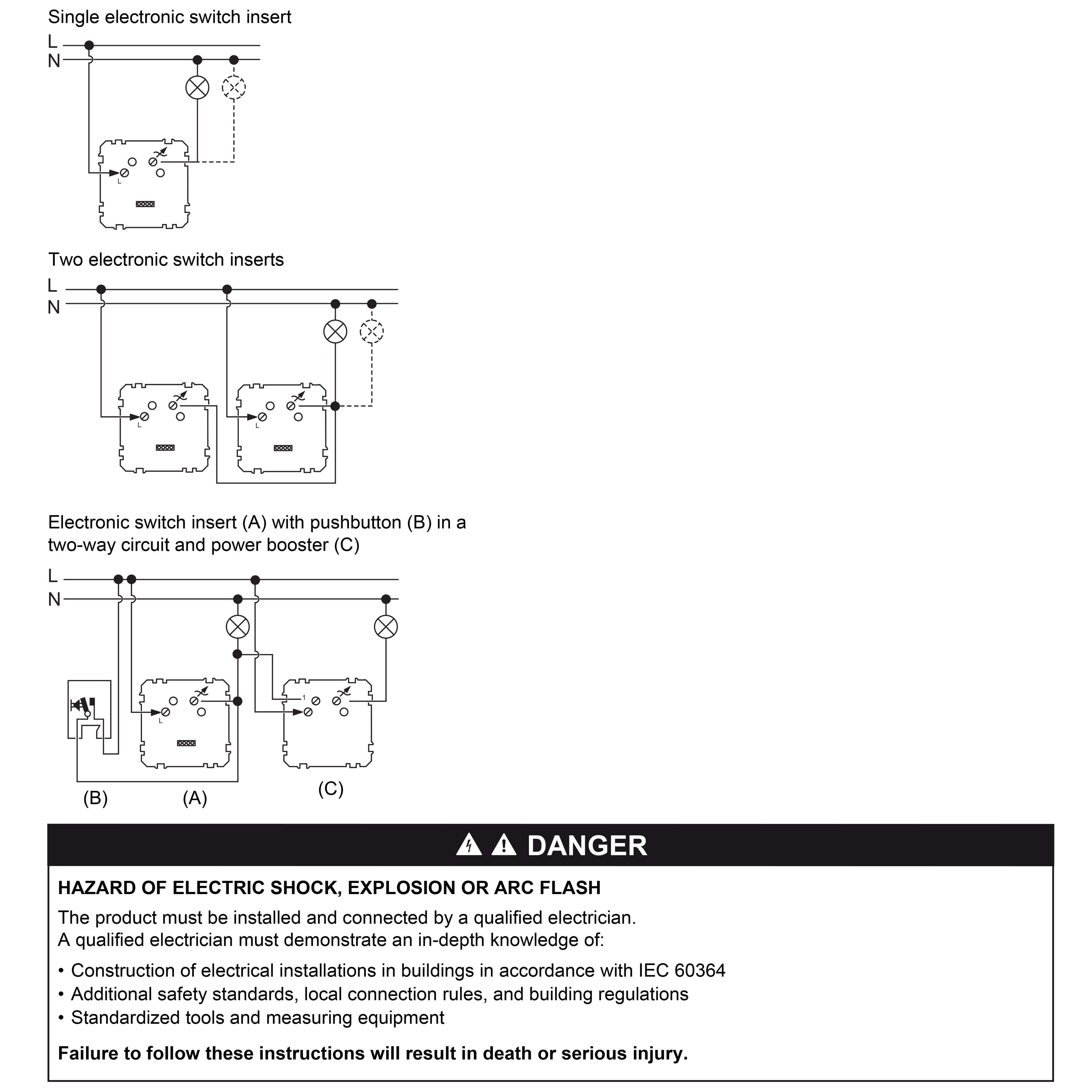 Merten, Electronic switch insert, wiring diagram (en) Technical ...