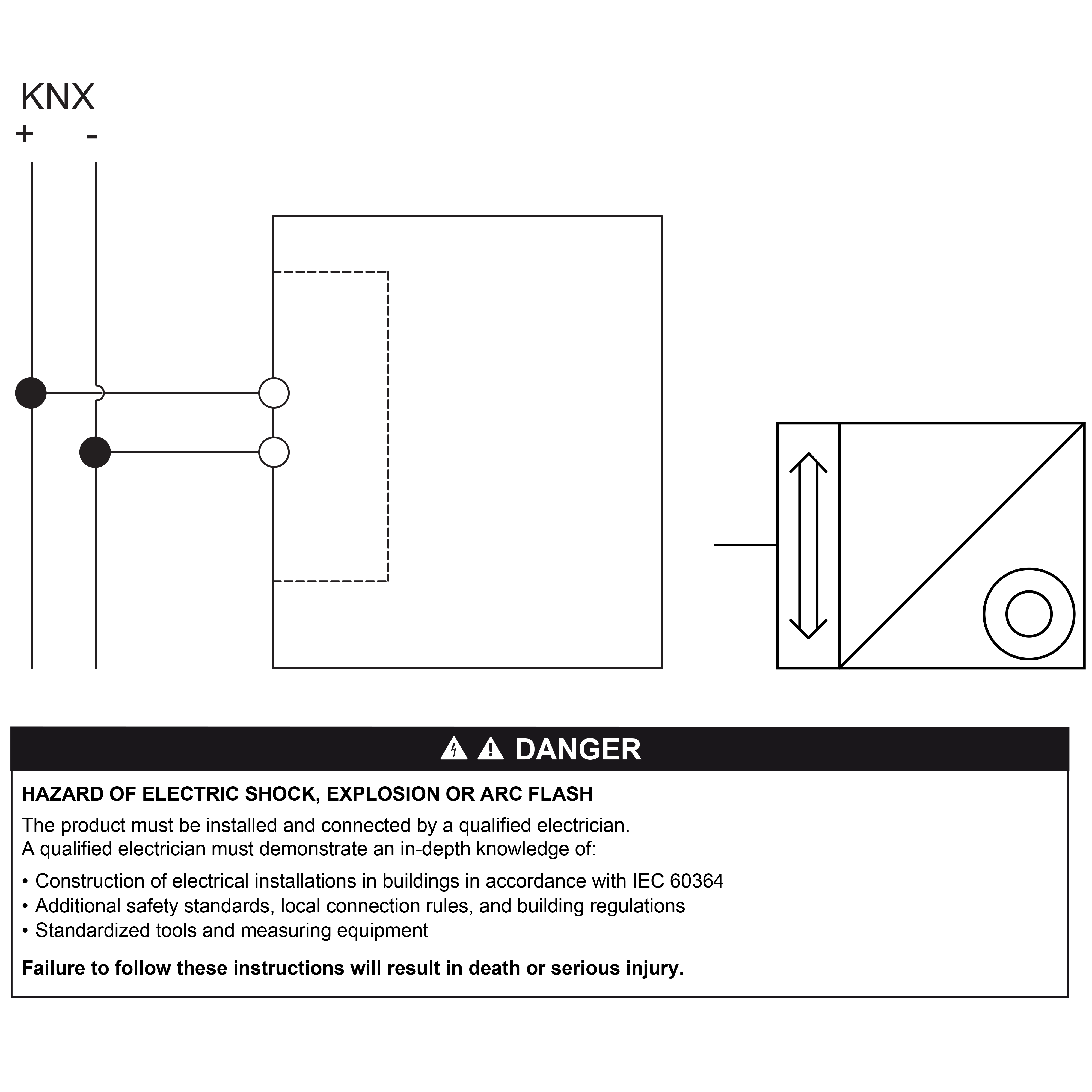 SpaceLogic KNX, push button, wiring diagram (en) Technical illustration ...
