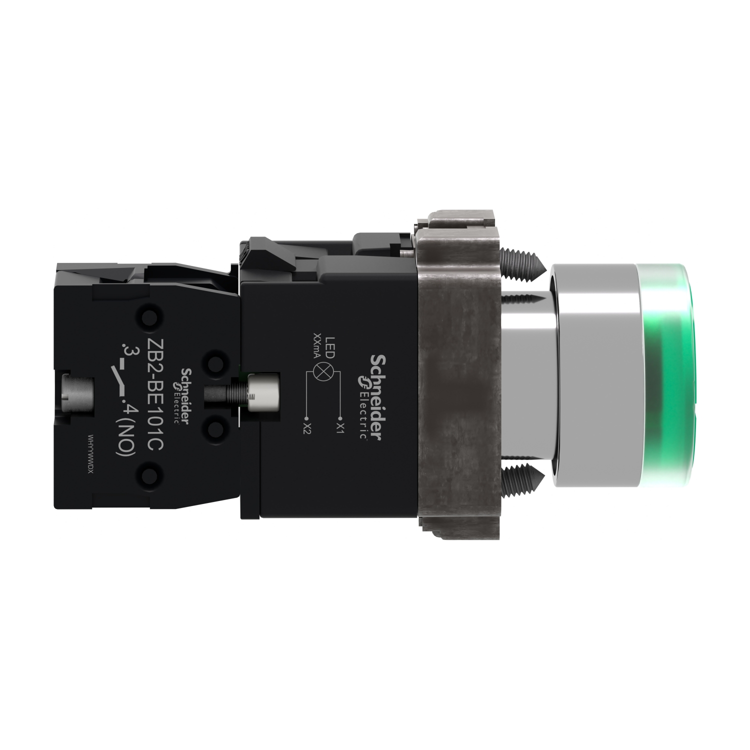 XB2BW33B1C - Illuminated push button, Easy Harmony XB2, metal, flush, green, 22mm, spring return ...