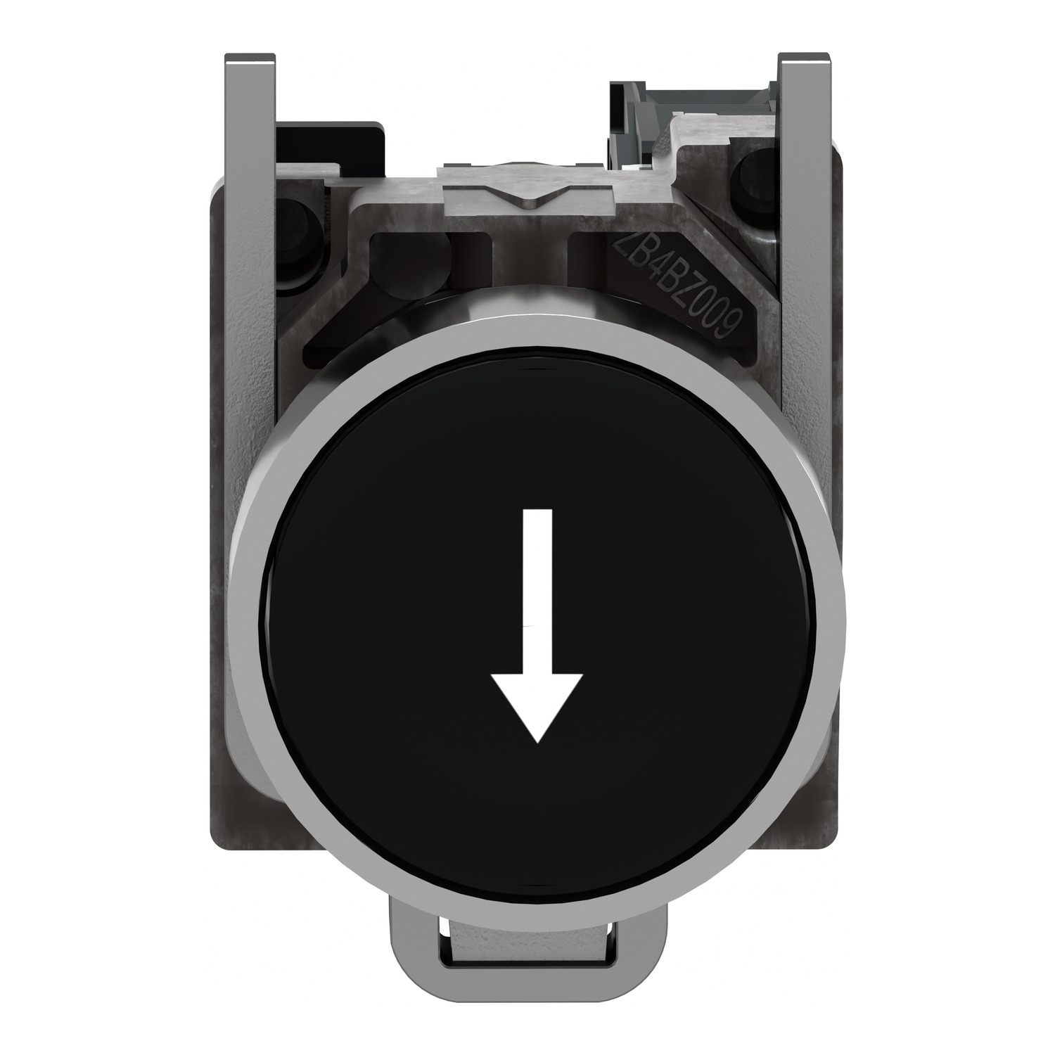 XB4BA3351 - black flush complete pushbutton Ø22 spring return 1NO "down arrow" | Schneider ...