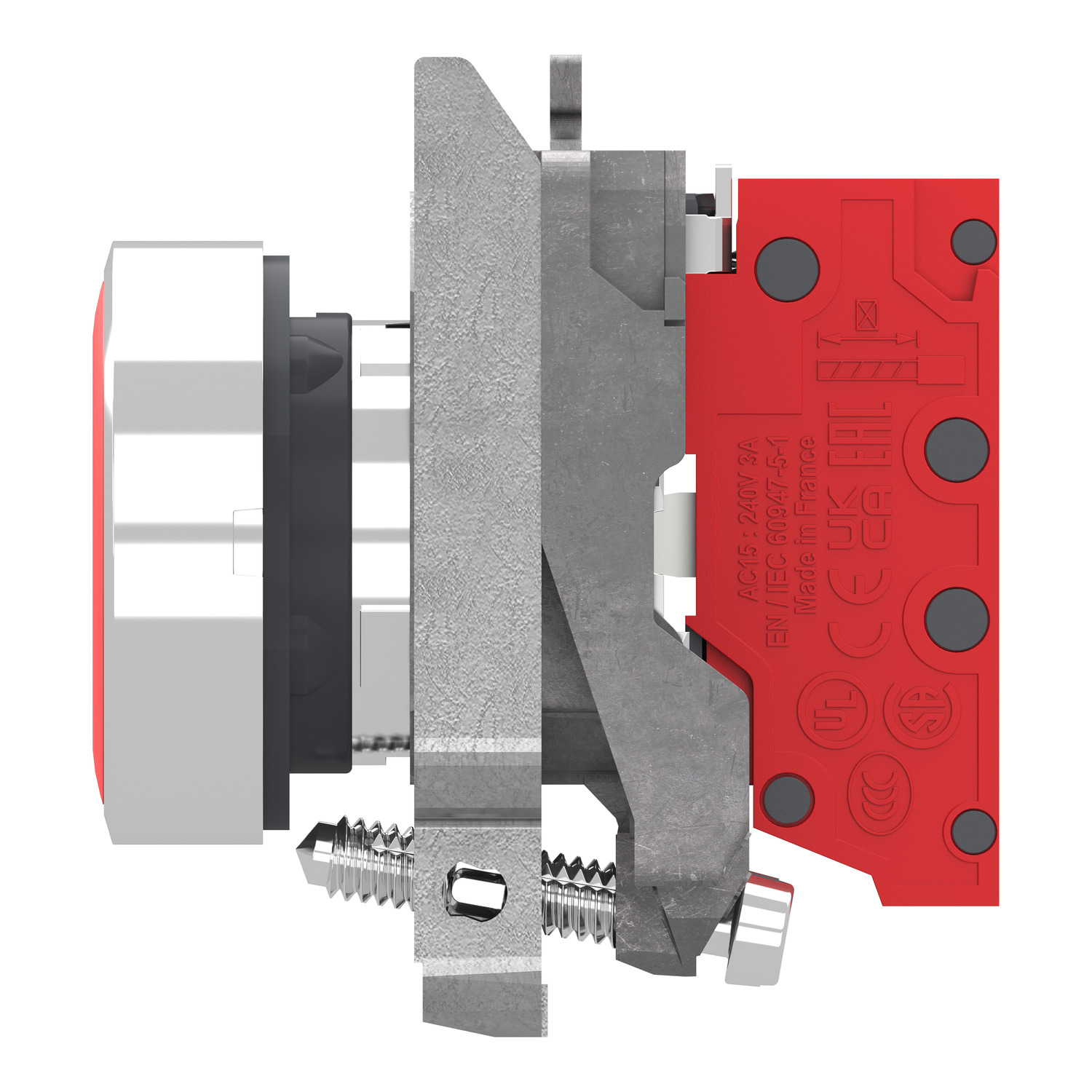 XB4BA425 - Push button, Harmony XB4, metal, flush, red, 22mm, spring ...