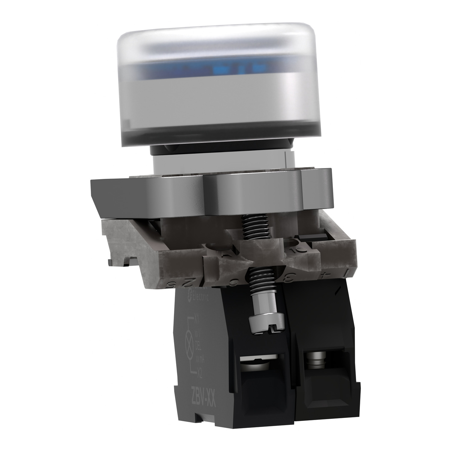 XB4BP683B5EX - Complete illuminated push button, Harmony XB4 - ATEX D, metal, blue flush, 22mm ...