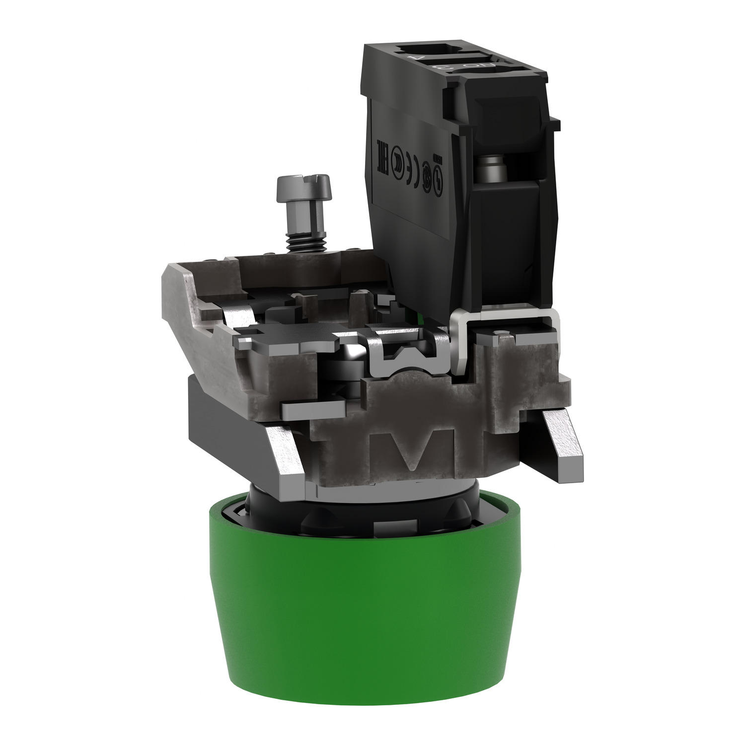 XB4BPS31EX - Complete push button, Harmony XB4, green pushbutton Ø22 mm, spring return, 1 NO ...