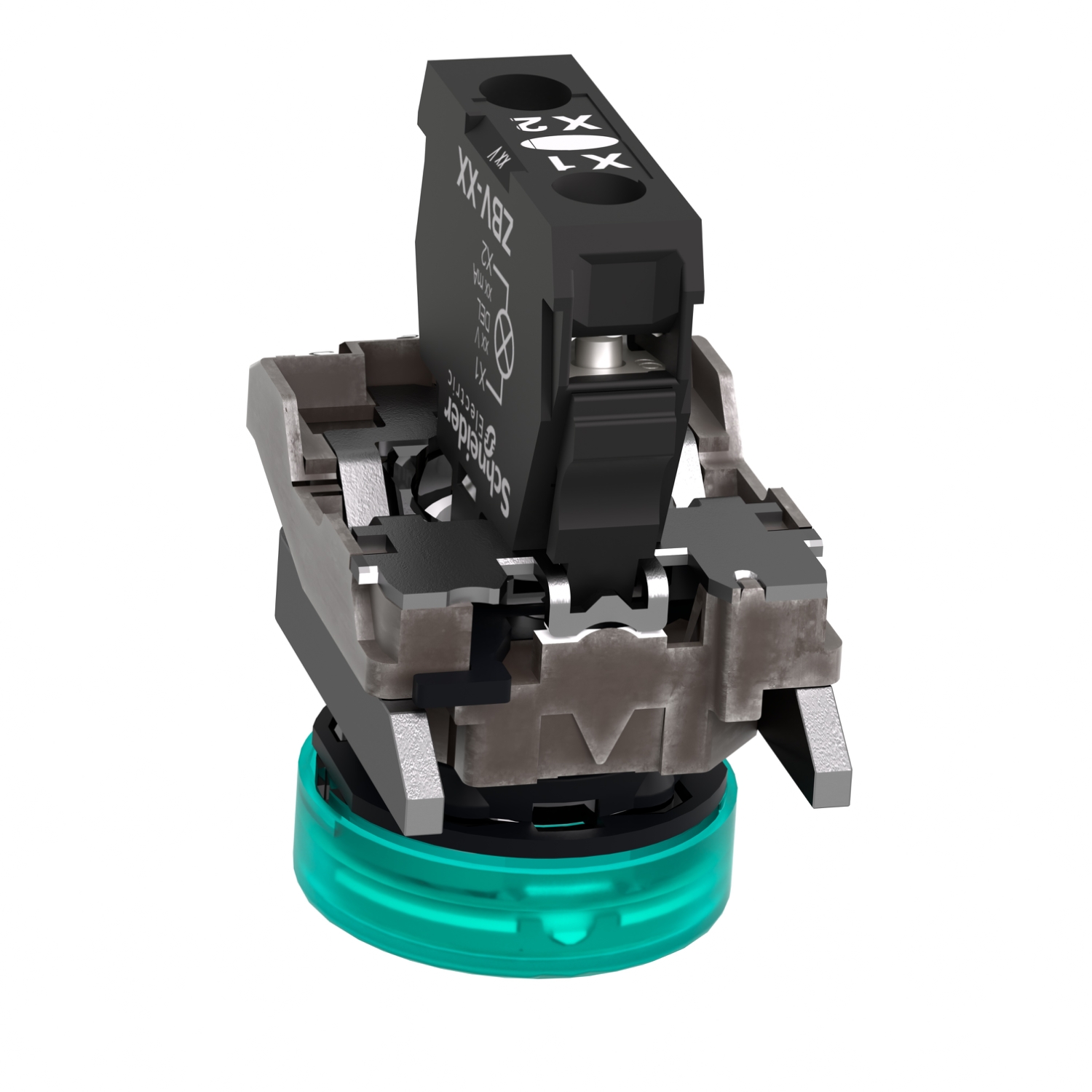 XB4BV63 - Pilot light, metal, green, Ø22, plain lens with BA9s bulb,