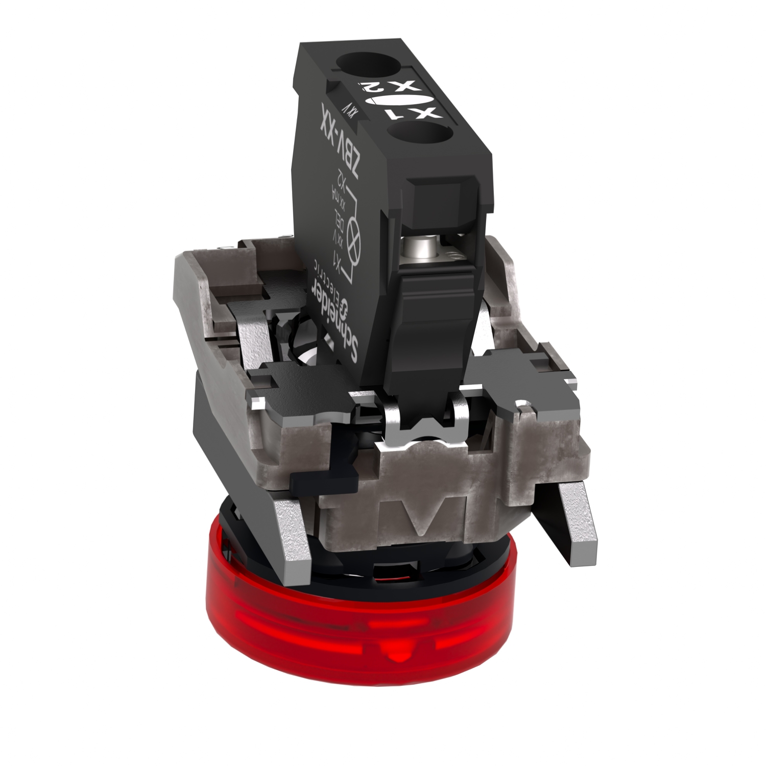 XB4BV64 - Pilot light, Harmony XB4, metal, red, 22mm, plain lens with ...