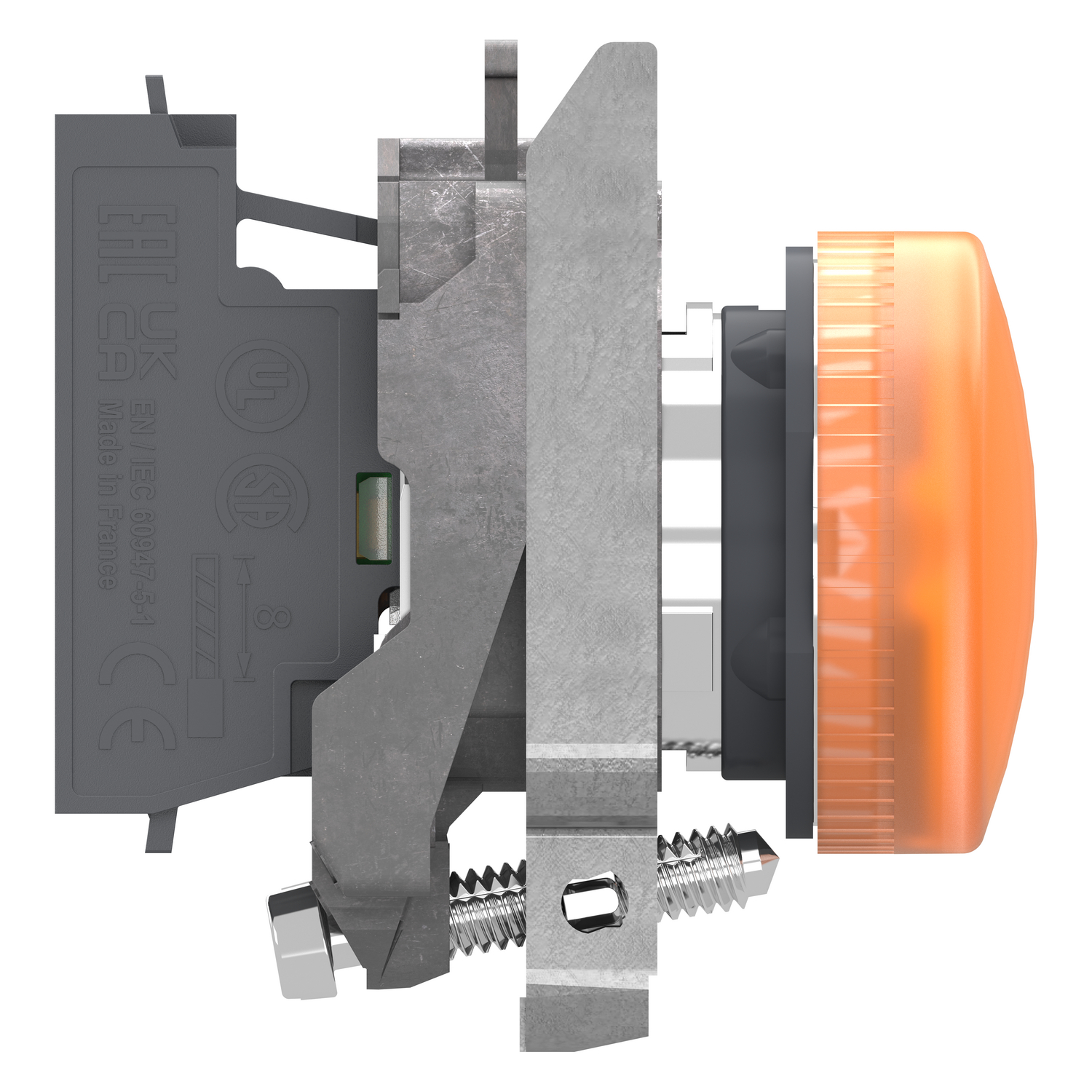 XB4BVB55 - Pilot light, Harmony XB4, metal, orange, 22mm, universal LED ...