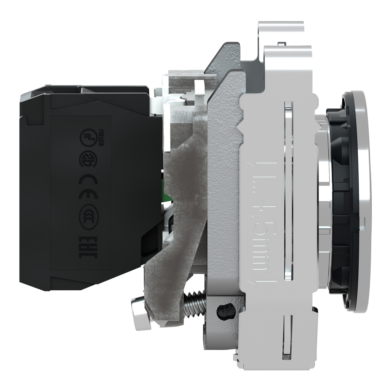 XB4FA3351 - Push button flush mounted, Harmony XB4, metal, black, 30mm ...