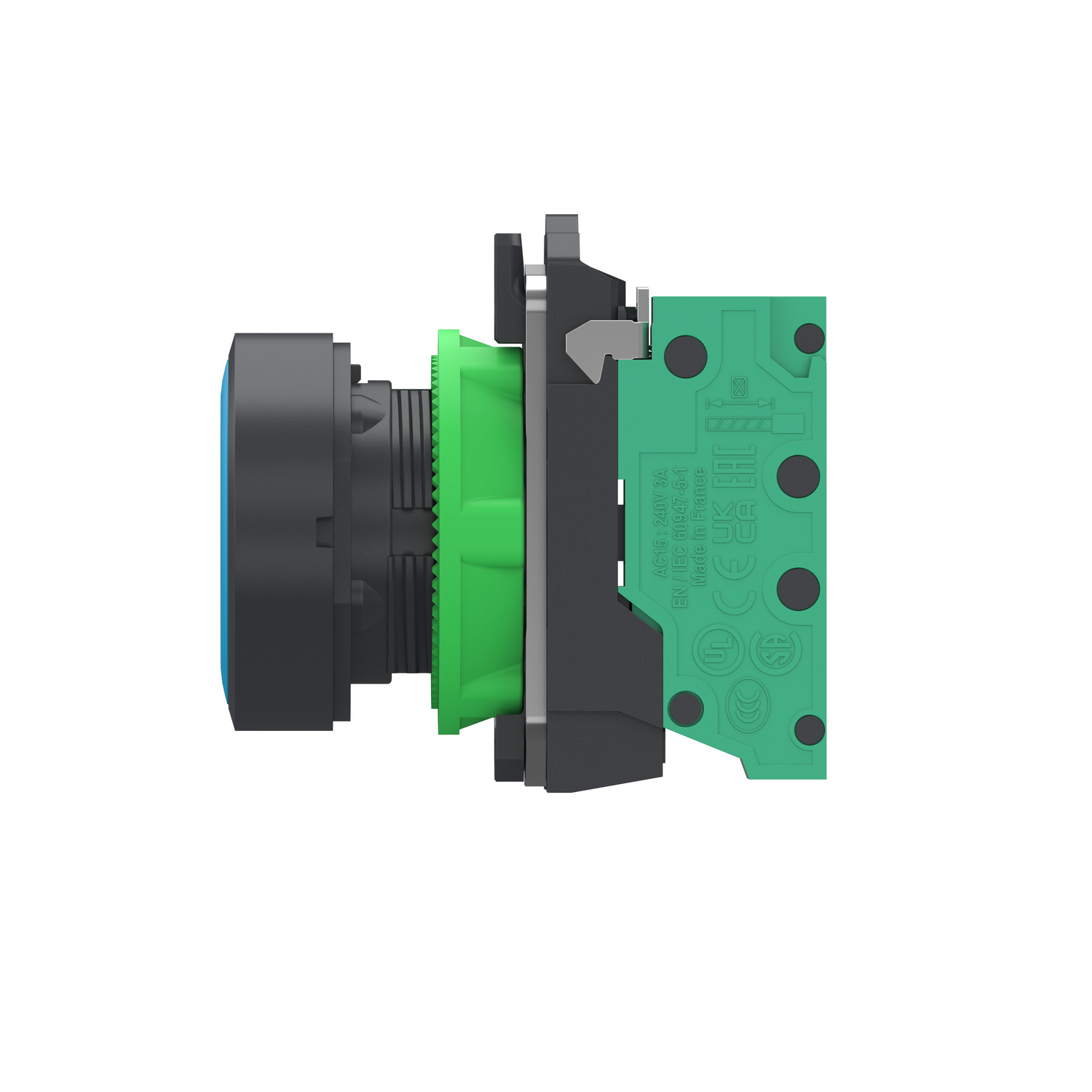 XB5AA615 - Push button, Harmony XB5, grey plastic, flush, blue, 22mm ...