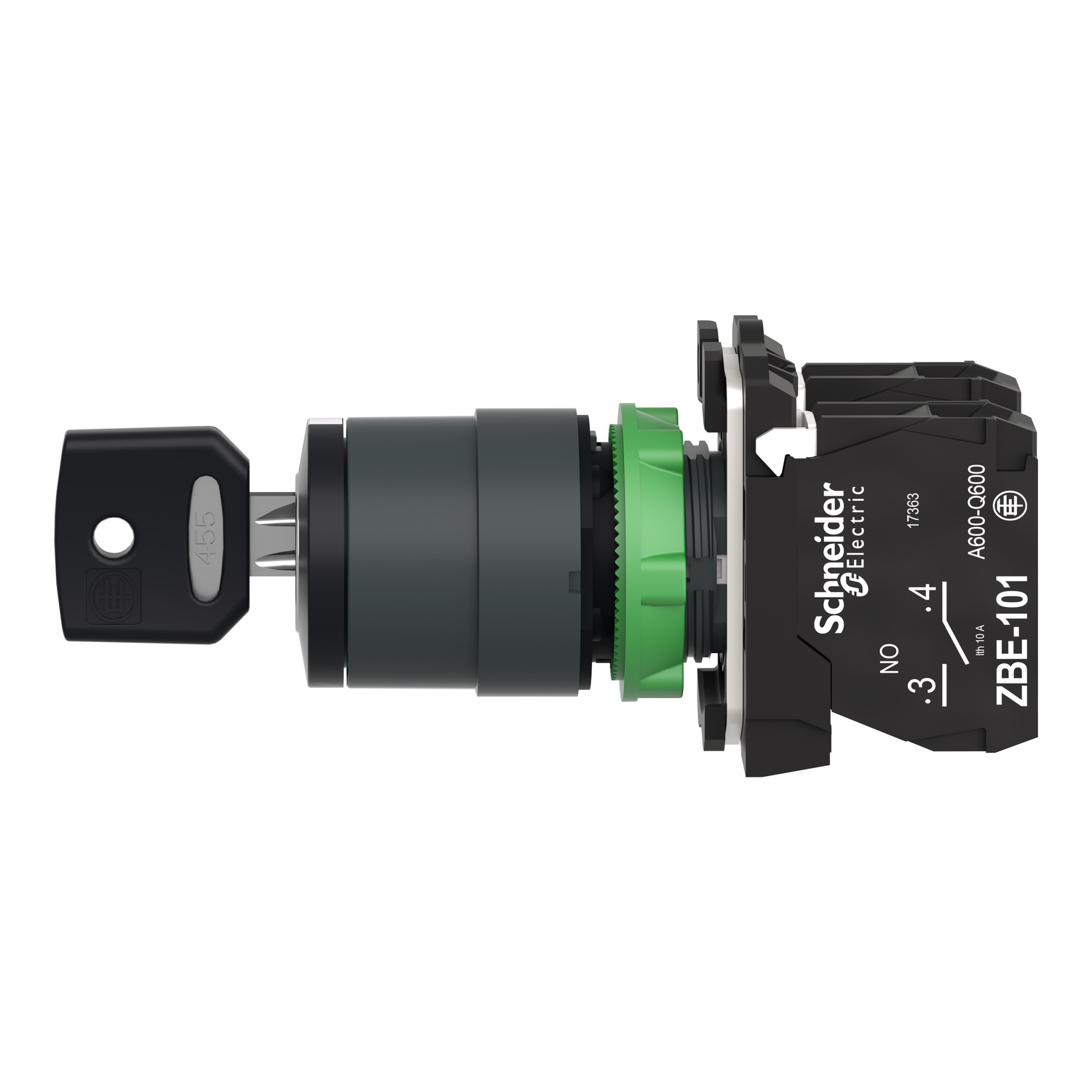 XB5AG33 - Key switch selector, plastic, black, Ø22, key n°455, 3 ...