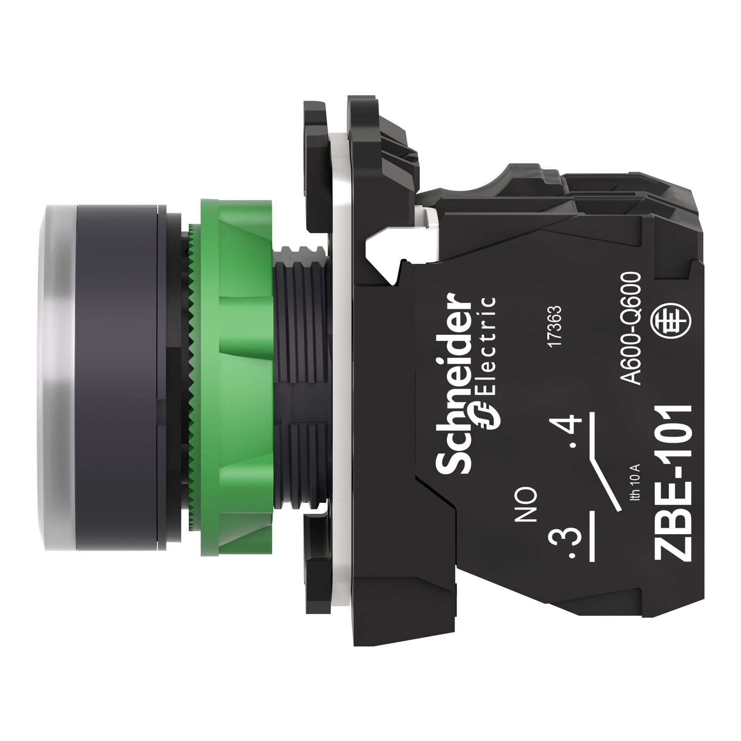 XB5AW31B1 - Illuminated push button, Harmony XB5, plastic, white flush ...