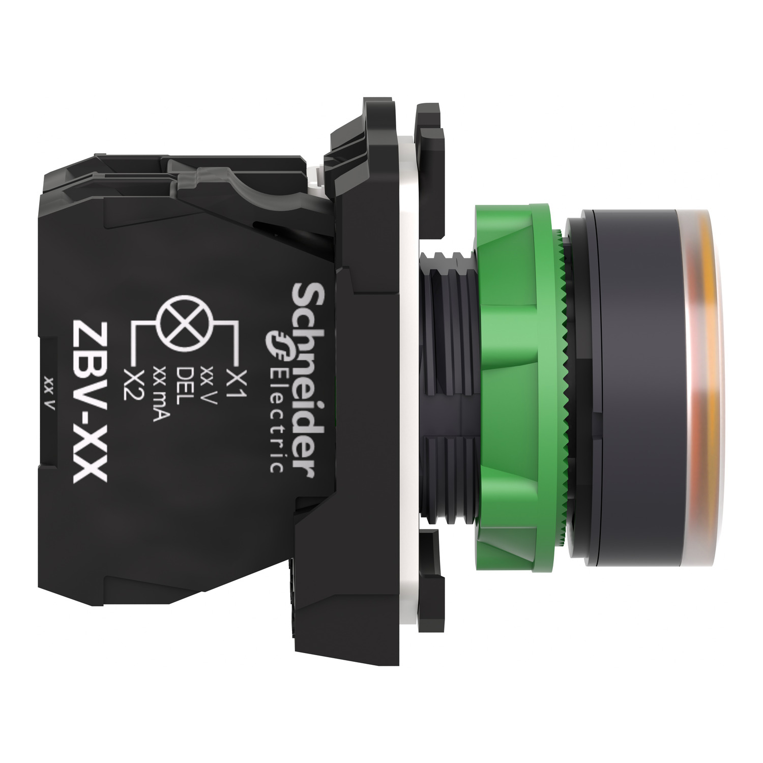 XB5AW35B1 - Illuminated push button, Harmony XB5, plastic, orange flush ...