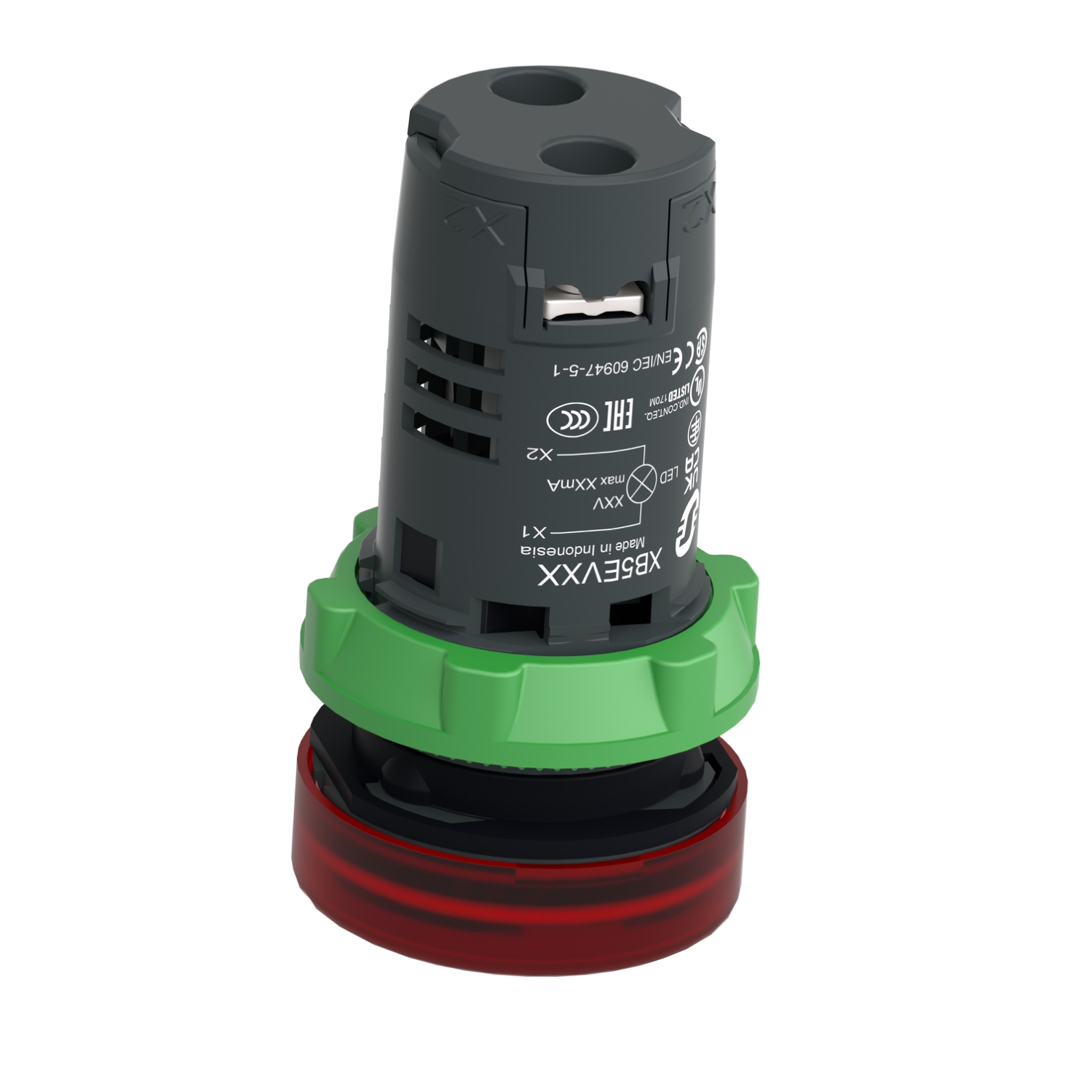 XB5EVM4 - red Monolithic pilot light Ø22 plain lens with integral LED ...