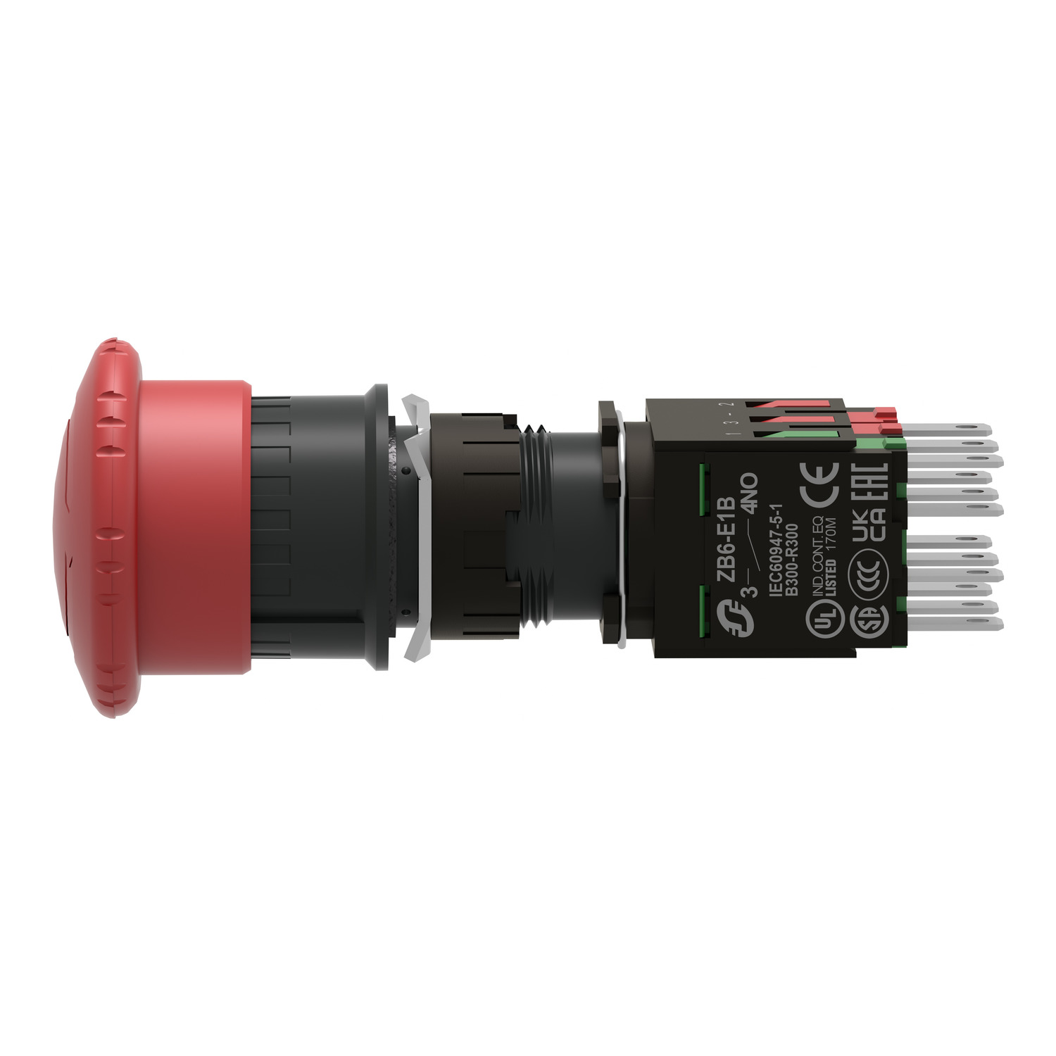 XB6AS8342B - Complete emergency stop push button, Harmony XB6, 16mm, red pushbutton 30mm ...