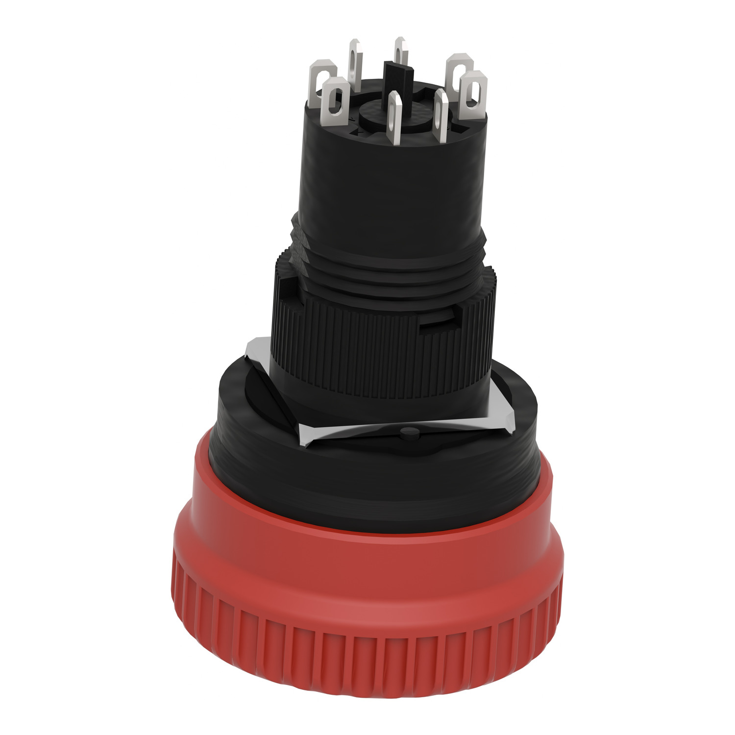 XB6ETN521P - Complete non illuminated mushroom head push button, Harmony XB6E, 16mm, red ...