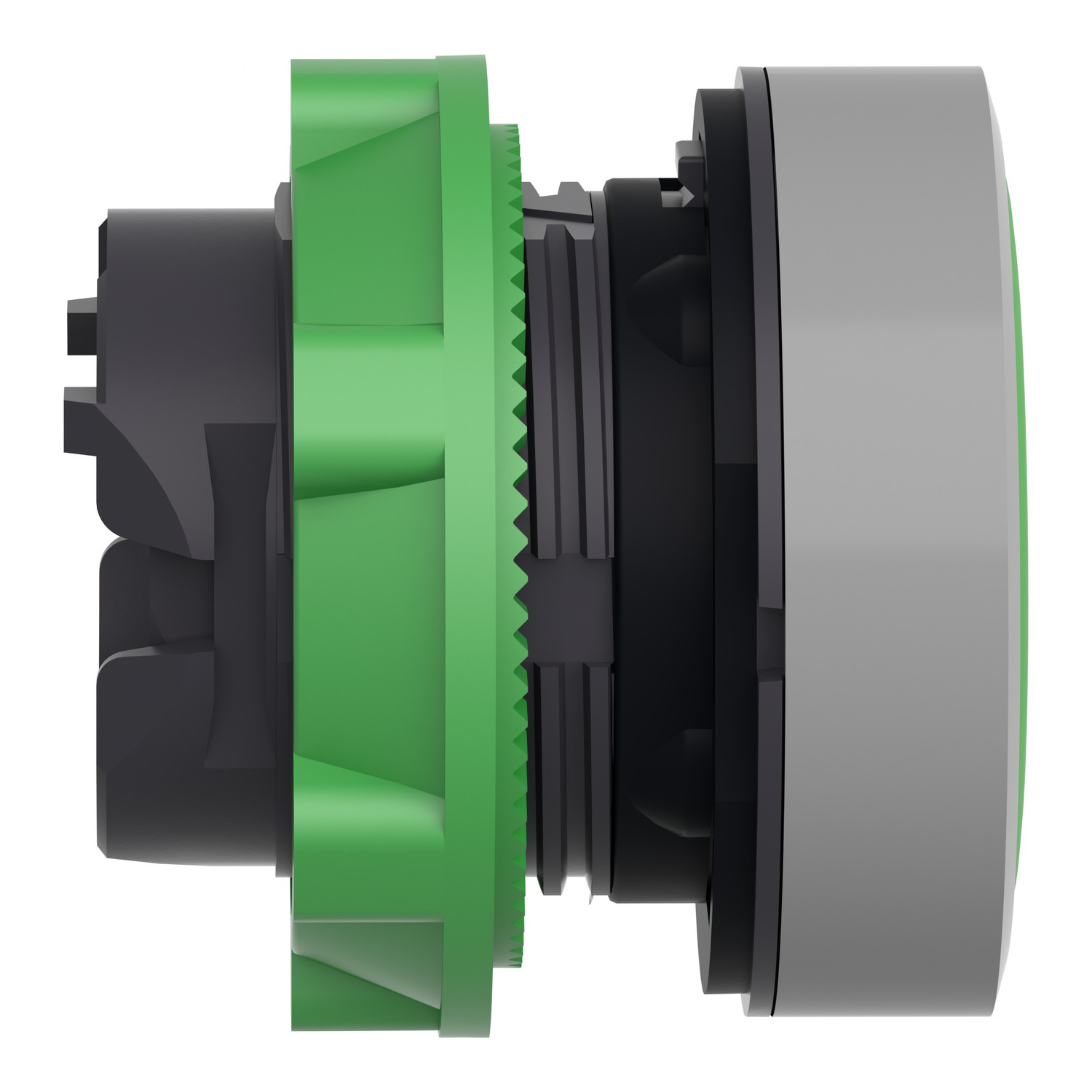 ZB5AA3C0 - Harmony XB5, 按鈕頭, 塑膠, 平頭, 綠色, Ø22, 彈簧復歸, 未標示, 灰色擋板 ...