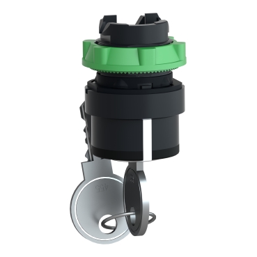 Harmony XB5 Key switch selector head plastic, black, Ø22, key 455, 3 positions, stay put