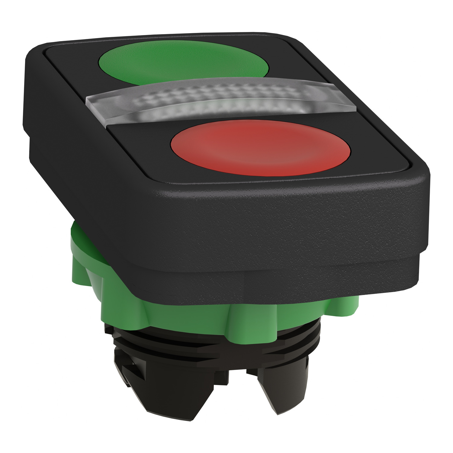 ZB5AW7A3740 - green flush/red flush illuminated double-headed pushbutton Ø22 unmarked ...